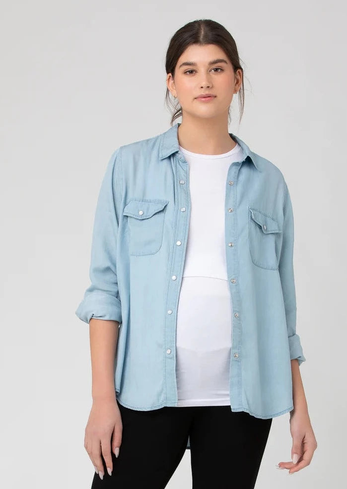 Bec Chambray Shirt Clean Fade – Village Maternity